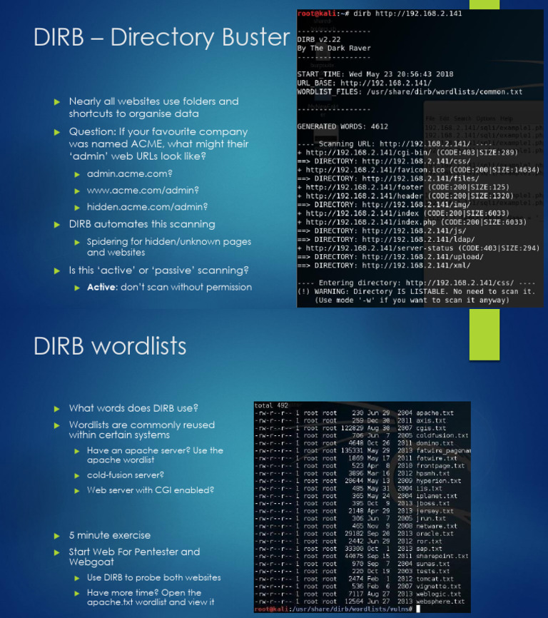 VU21997 - Expose Website Security Vulnerabilities - Class 5 DIRB | PDF VU21997 - Expose Website Security Vulnerabilities - Class 5 DIRB | PDF