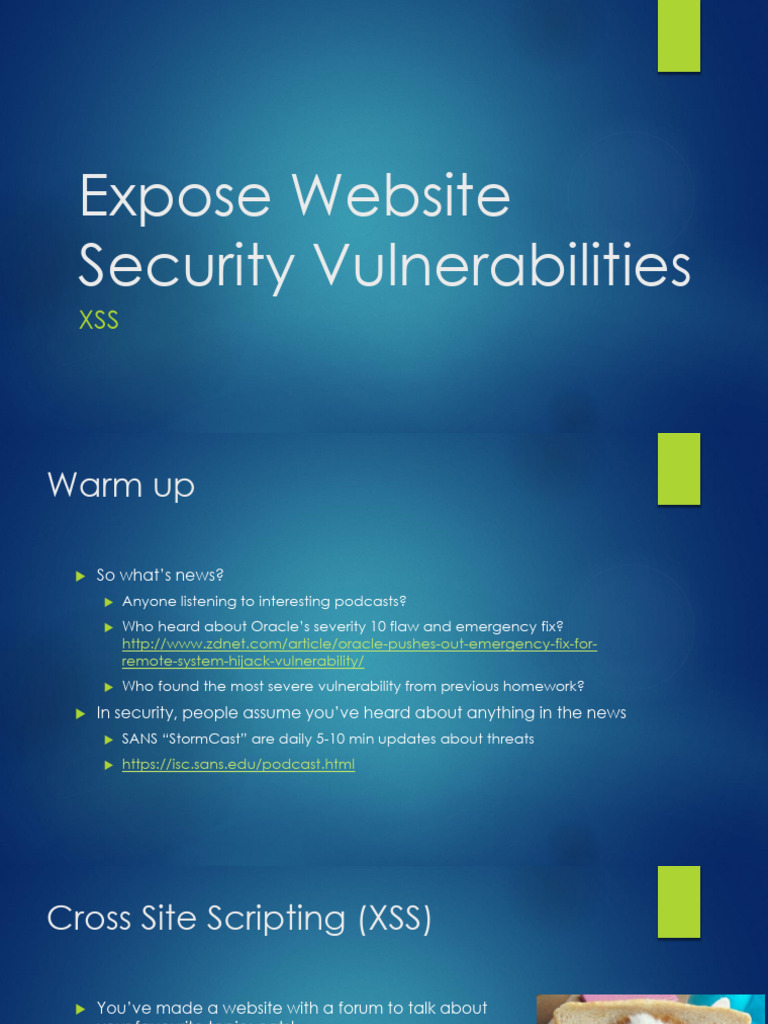 VU21997 - Expose Website Security Vulnerabilities - Class 5 XSS | PDF | Cyberspace | Computer Law