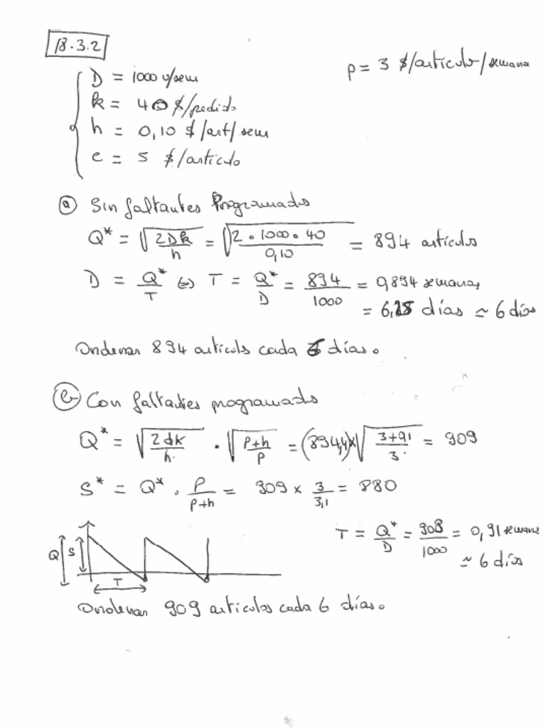 P1 Ej2 18-3-2 EOQ Determ (Uso Formulas) Hillier | PDF