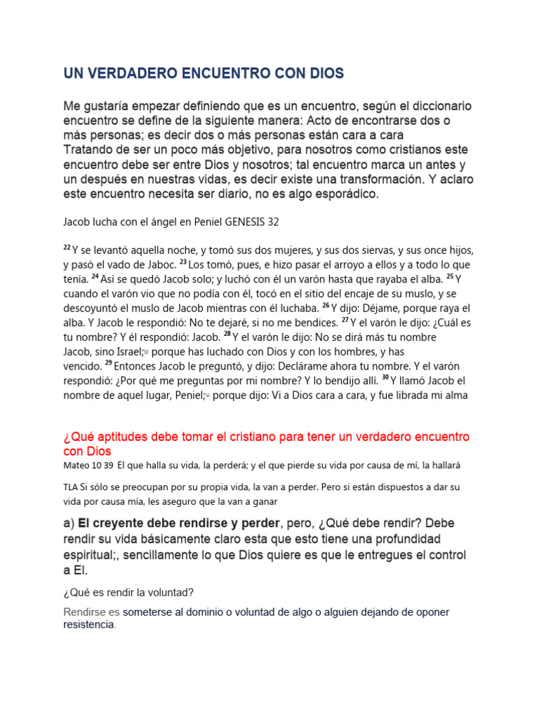 Un Verdadero Encuentro Con Dios | PDF | Jacob | Dios