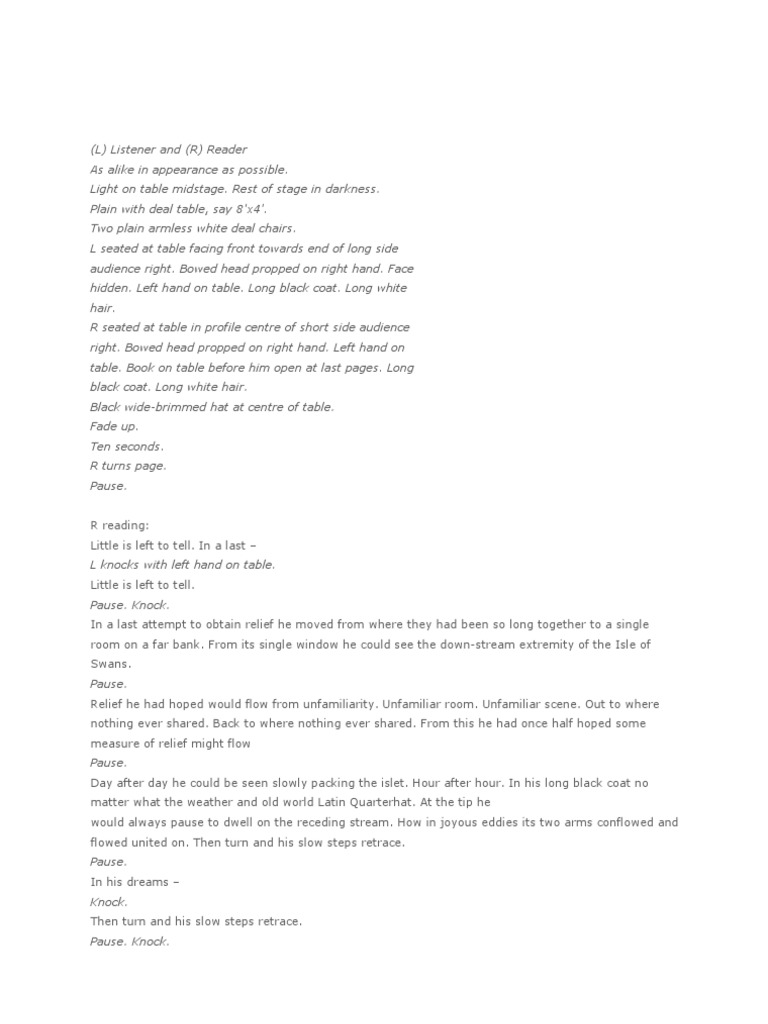Ohio Impromptu: A Monologue Script | PDF