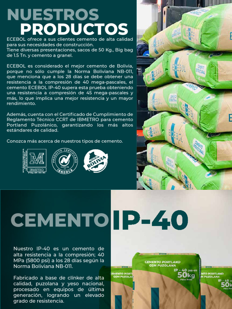 Ecebol Ip 40 | PDF | Cemento | Hormigón