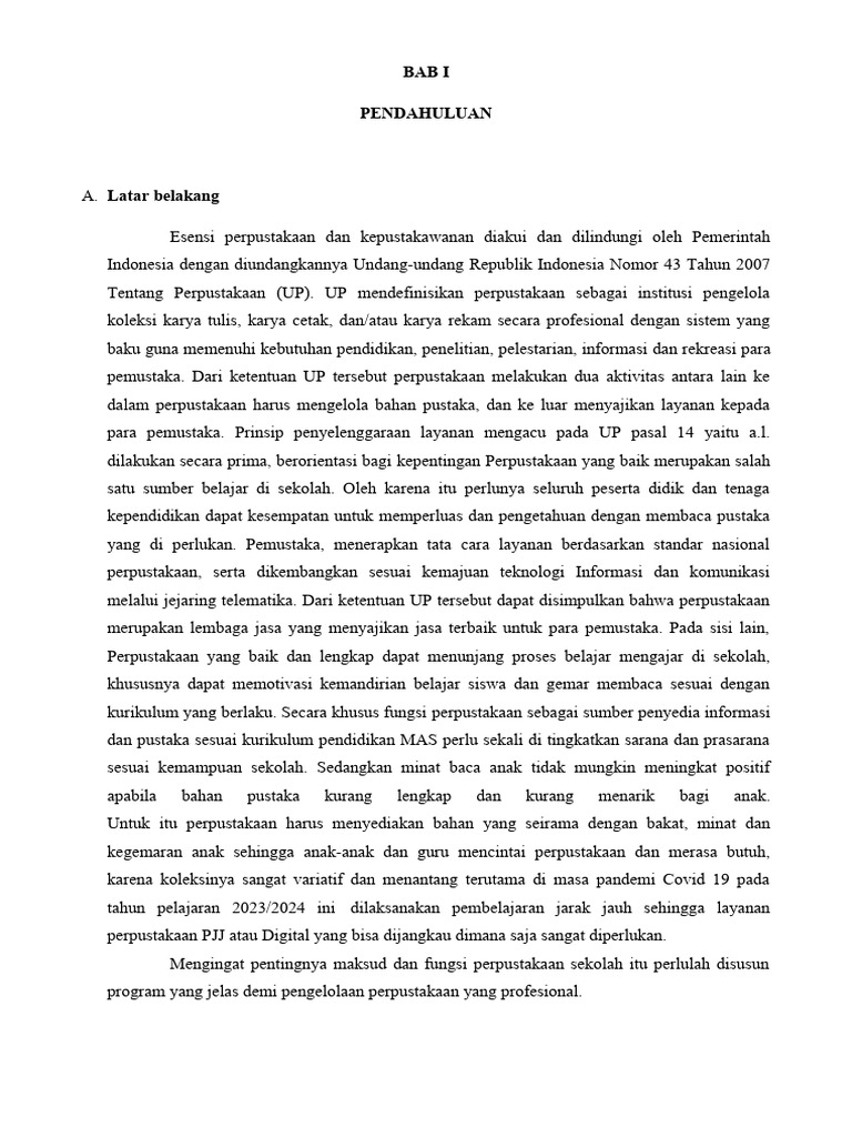 Rencana Program Perpustakaan Sekolah 2023 | PDF