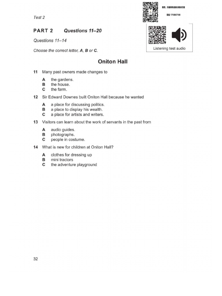 Cam 17 Test 2 Section 2 MCQ and Matching | PDF