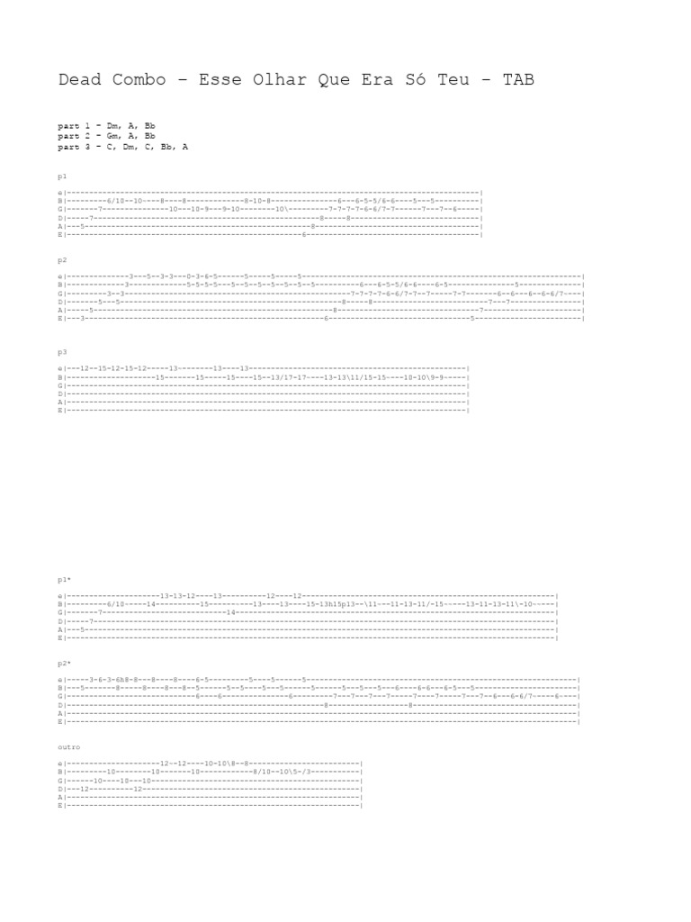 Dead Combo - Esse Olhar Que Era SÃ Teu-TAB | PDF
