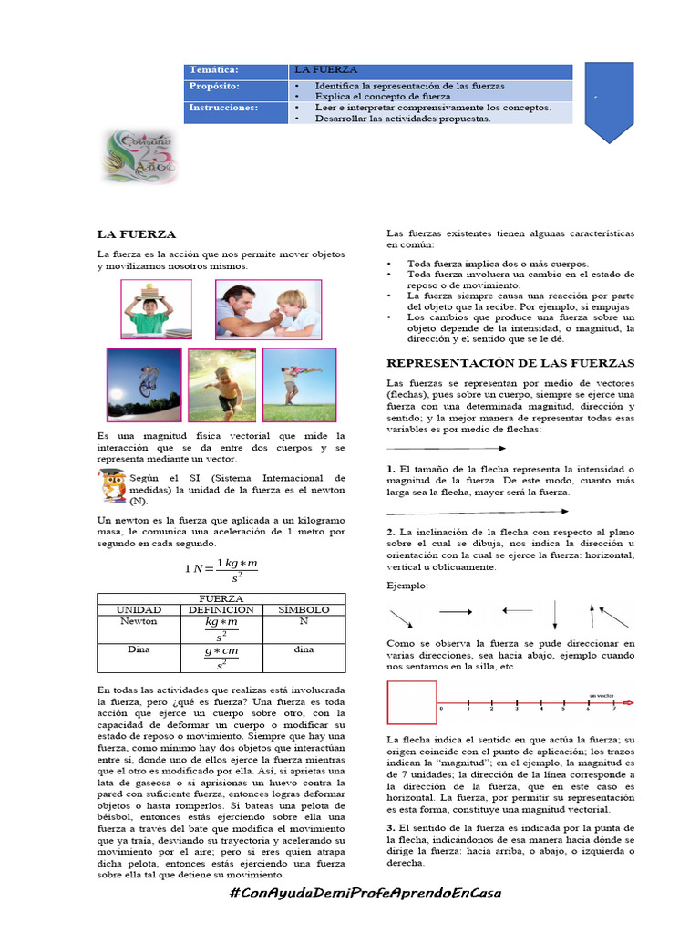 Guia 01 Fisica La Fuerza Sexto 2024 | PDF | Fuerza | Vector Euclidiano