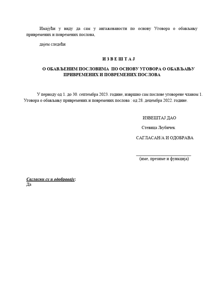 Mesecni Izvestaj-PPP-Ugovor o Deluu | PDF
