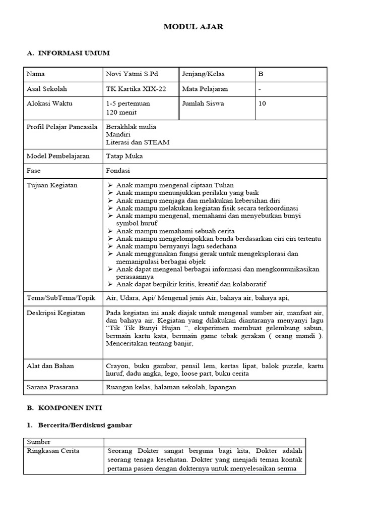 Modul Ajar Tema Air Udara Api | PDF