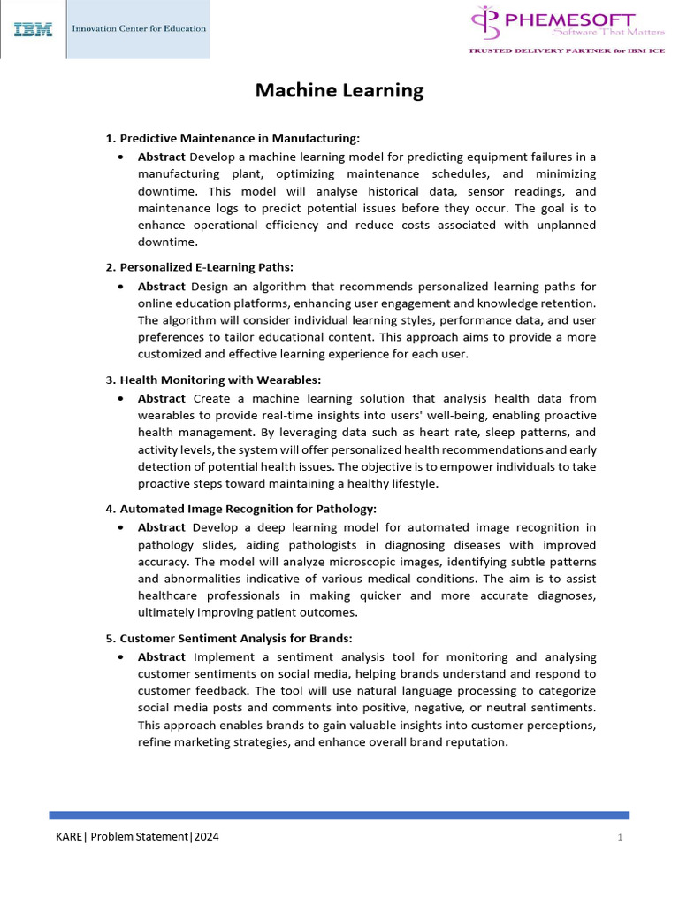 Machine Learning Problem Statements | PDF | Machine Learning ...