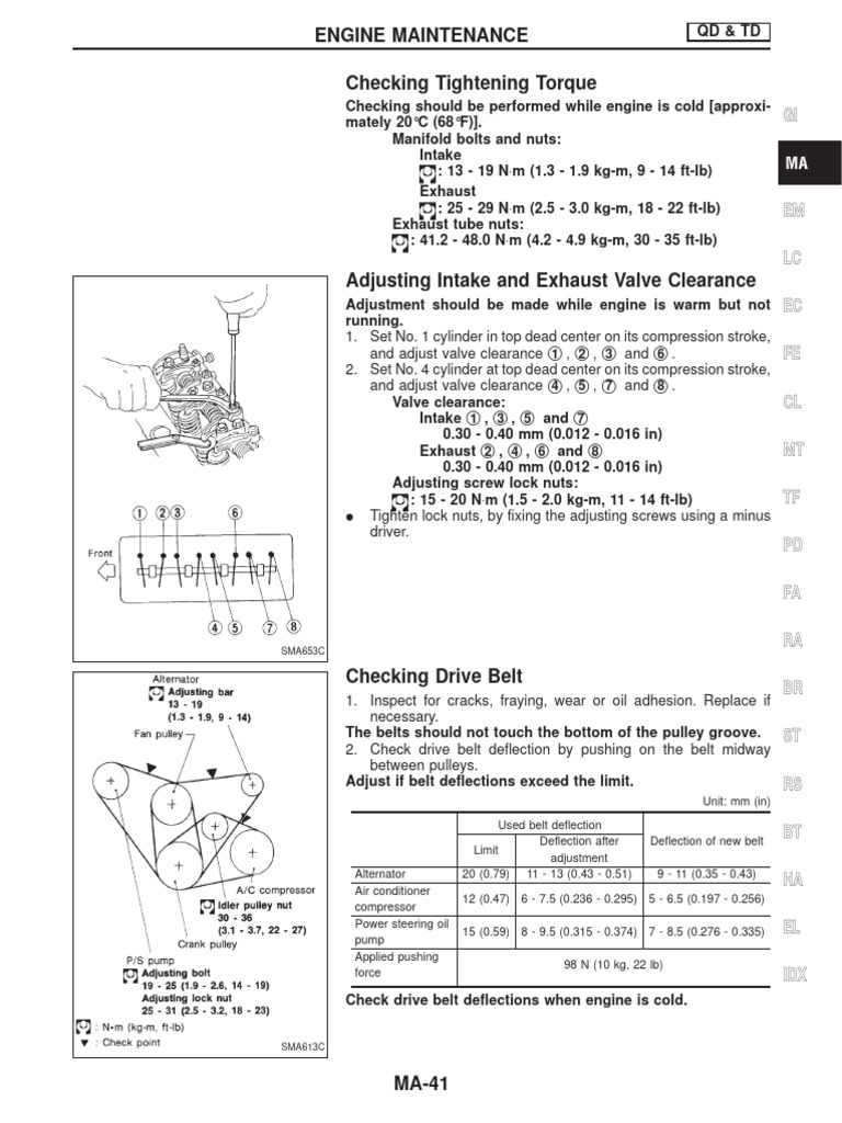 Engine Maintenance: Torque & Valve Adjustments | PDF | Belt (Mechanical ...
