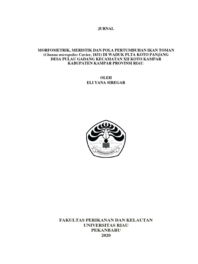 Morfometri dan Pertumbuhan Ikan Toman di Waduk Koto Panjang | PDF ...
