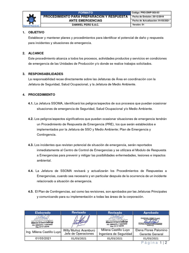 PRO-DWP-SGI-03 - Procedimiento para Preparación y Respuesta Ante ...