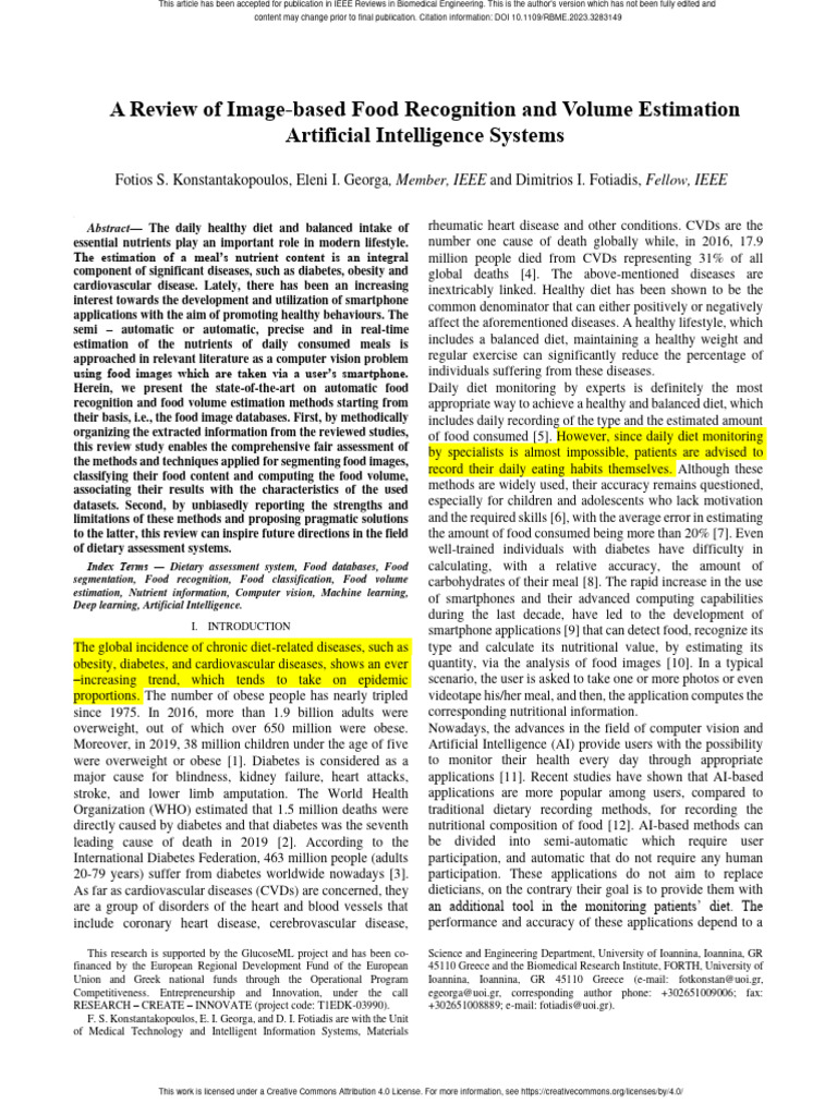 AI-Based Food Recognition Review | PDF | Image Segmentation | Deep Learning