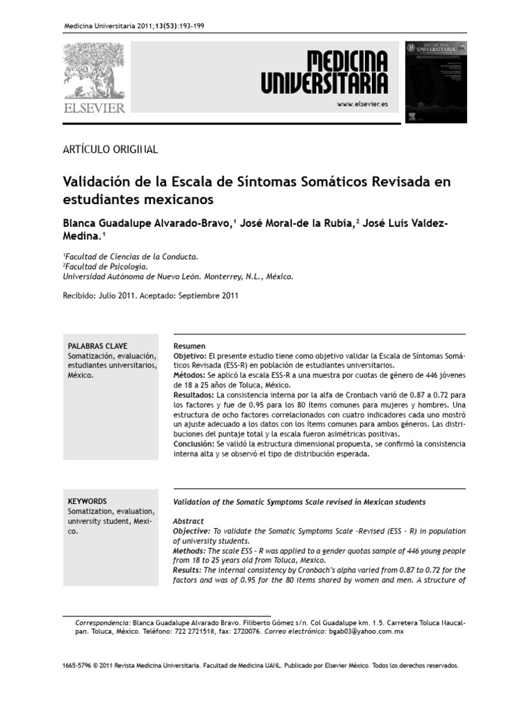 validacion escala ESS revisada | PDF | Manual Diagnóstico y Estadístico ...