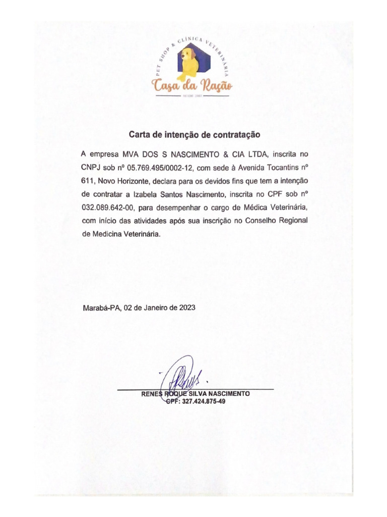 Carta de Inteção | PDF