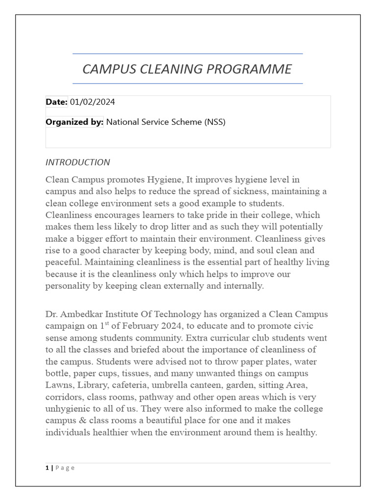 Campus Cleaning Programme | PDF | Waste | Sustainability