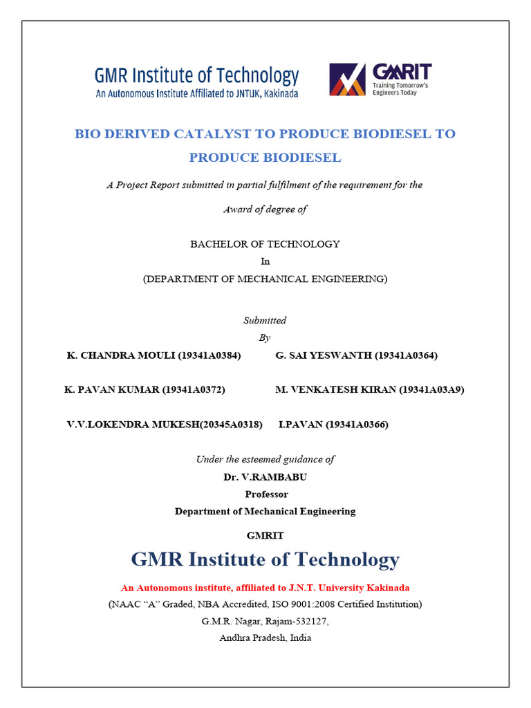 Main Project Report | PDF | Biodiesel | Biofuel
