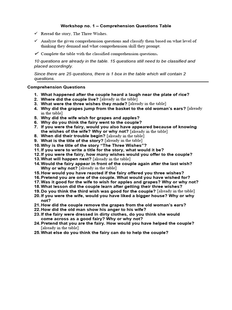 Workshop No. 1 Worksheet With Answers | PDF | Cognition | Learning