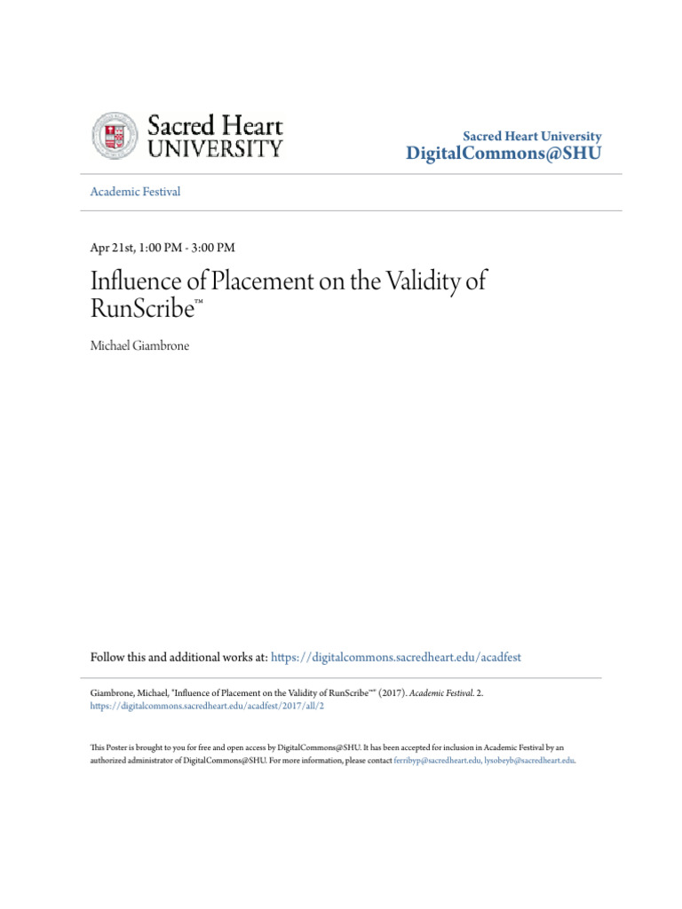 Influence of Placement On The Validity of RunScribe | PDF | Validity (Statistics)
