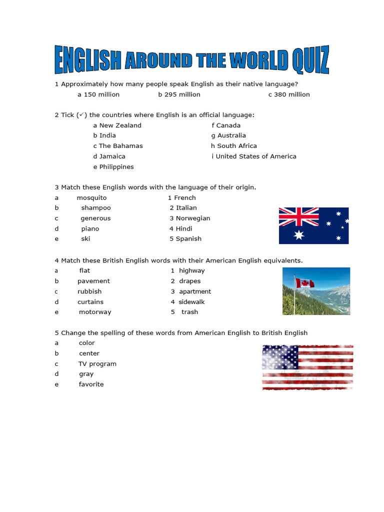 E Around The World - Quiz | PDF