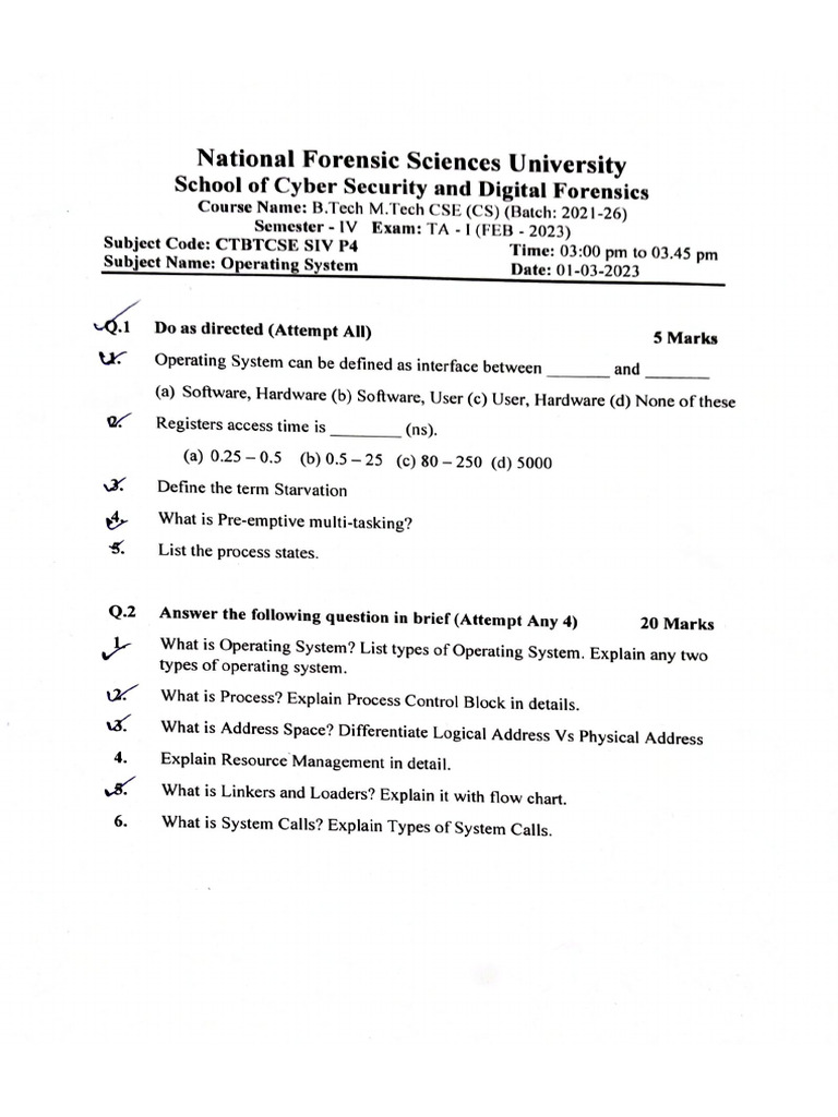 OS Sem 4 TA and Mid Sem | PDF