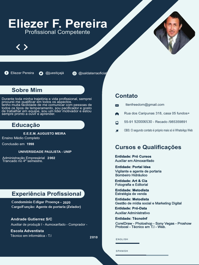 Currículo Eliezer | PDF | Marketing | Sistema operacional