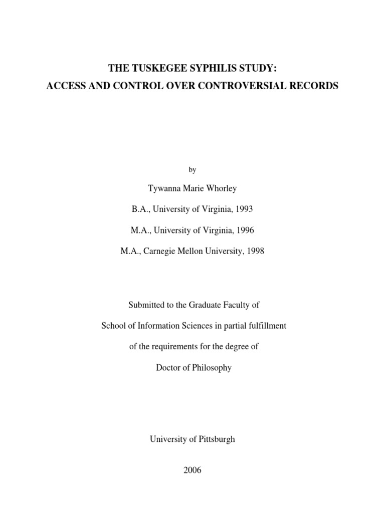 The Tuskegee Syphilis Study | Download Free PDF | National Archives And ...