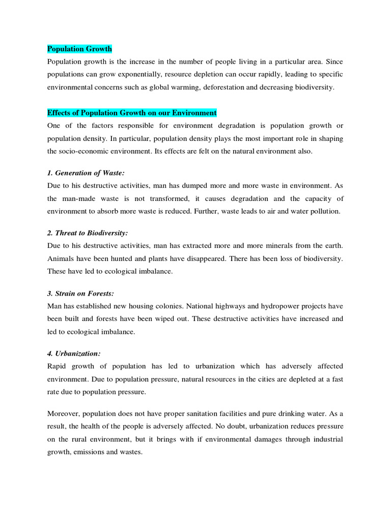 Population Growth Pdf Environmental Degradation Economic Growth
