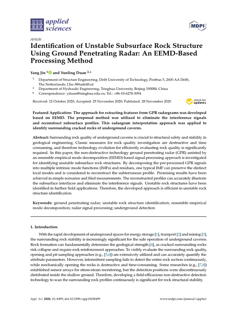 Identification of Unstable Subsurface Rock Structure Using Ground Penetrating Radar An EEMD ...