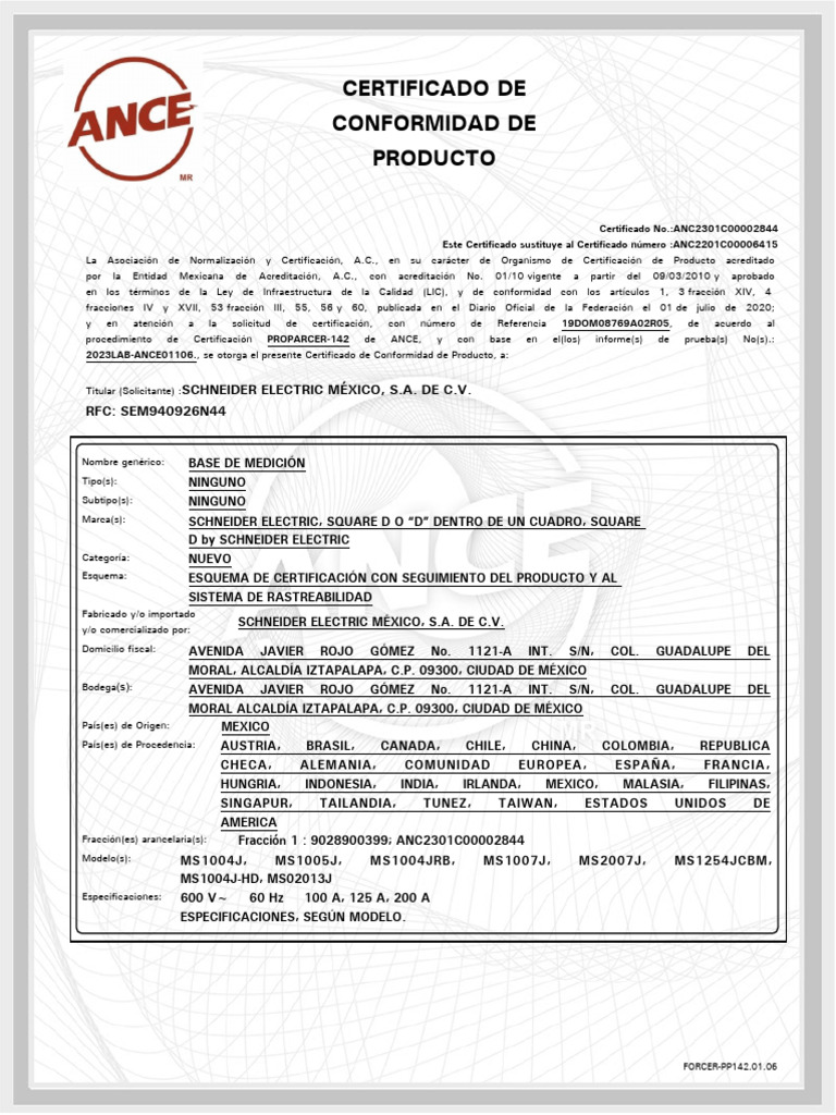 Certificado de Calidad Base Medición | PDF | México