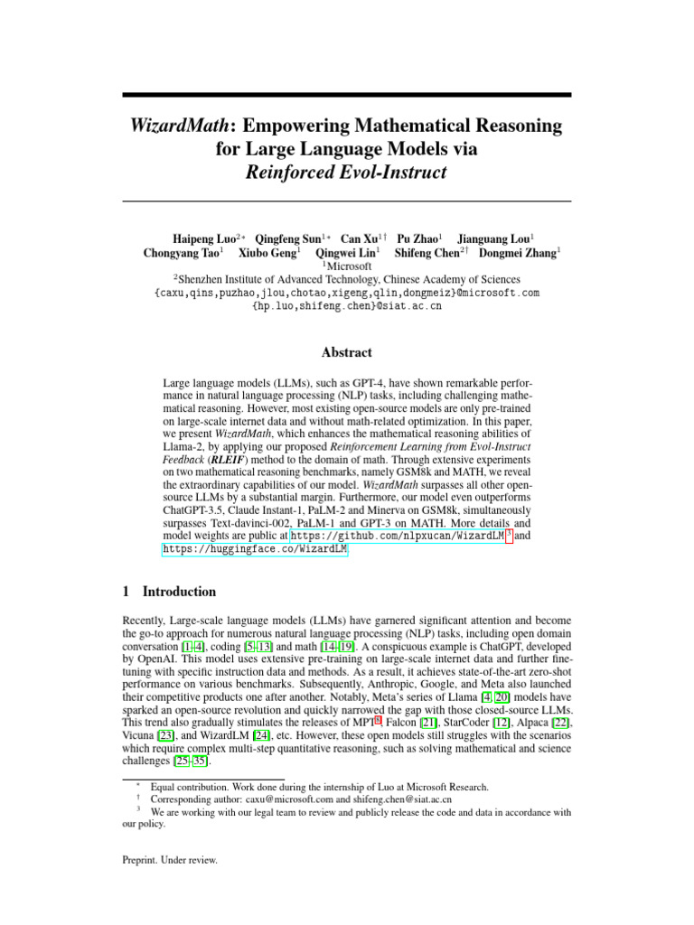 WizardMath Paper | PDF | Mathematics | Cognitive Science