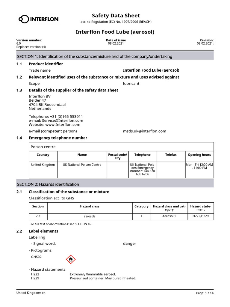 ROSADO - MSDS - 8374 - SDS - GB - en - Interflon - Food - Lube ...