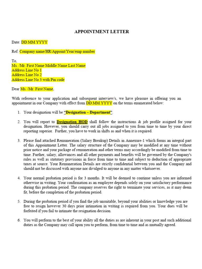 Appointment Letter | PDF | Legal Remedy | Employment