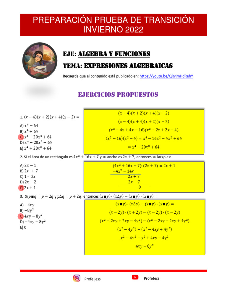 Clase 01 Expresiones Algebraicas Resolución | PDF | Ciencia y matemáticas | Informática