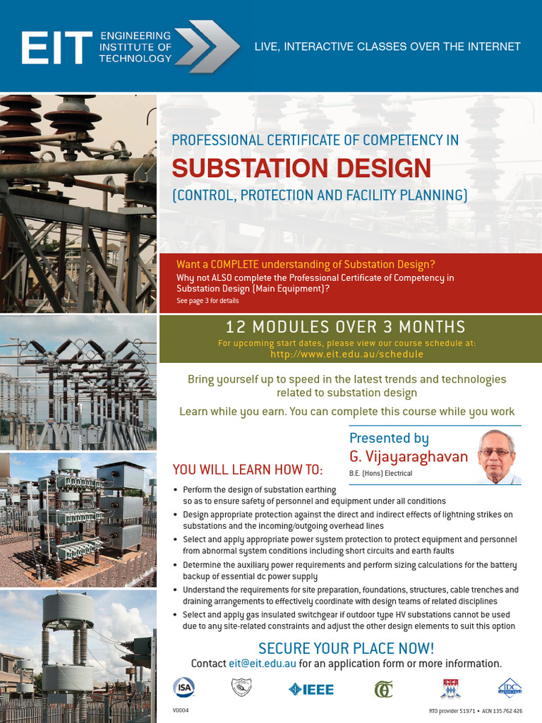 EIT Course Substation Design Control Protection Facility Planning CEY2 Brochure | PDF ...
