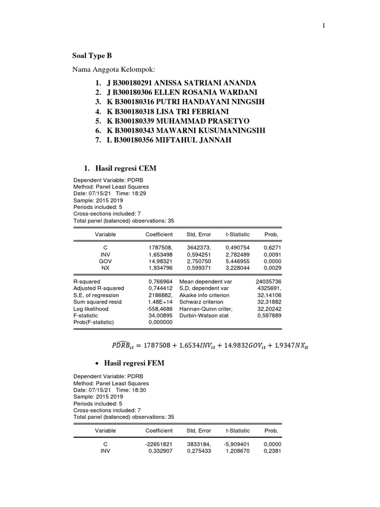 Tugas 2 Komputer Statistik 2 Pdf Coefficient Of Determination F Test