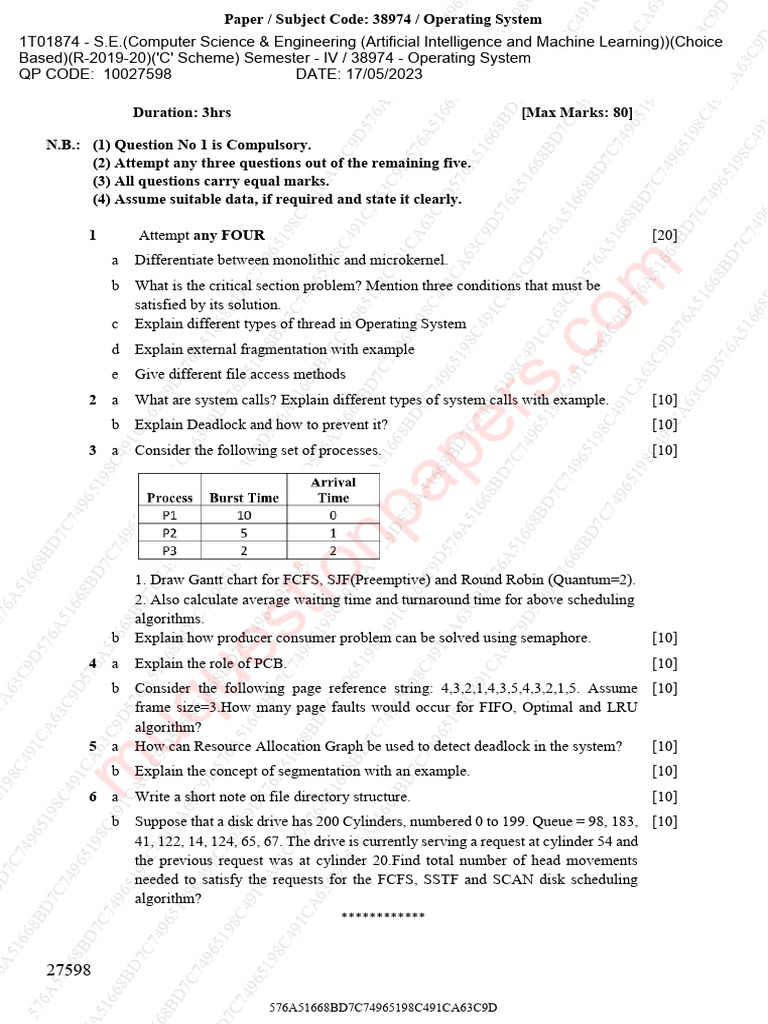 Be Computer Engineering Semester 4 2023 May Operating Systemrev 2019 C