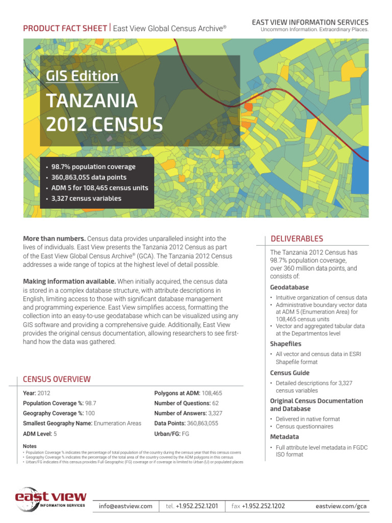 Tanzania 2012census Factsheet | PDF | Census | Data