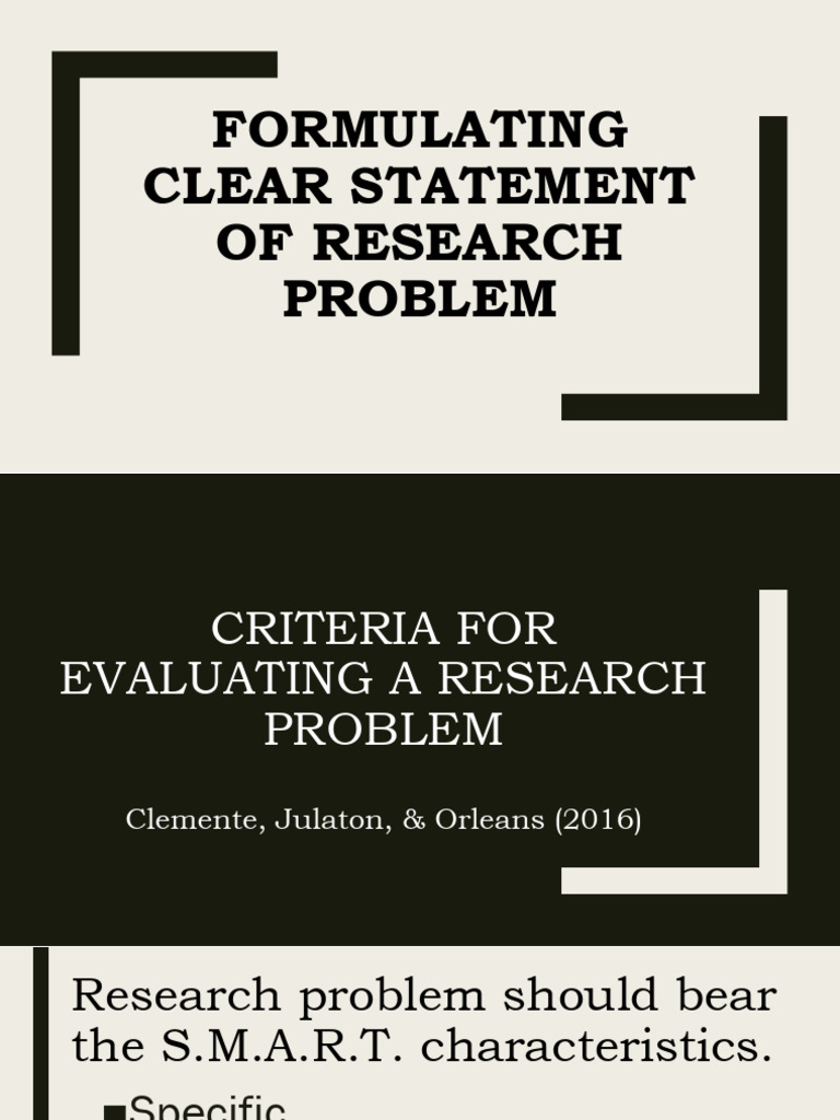2 Formulating Clear Statement of Research Problem | PDF | Learning ...
