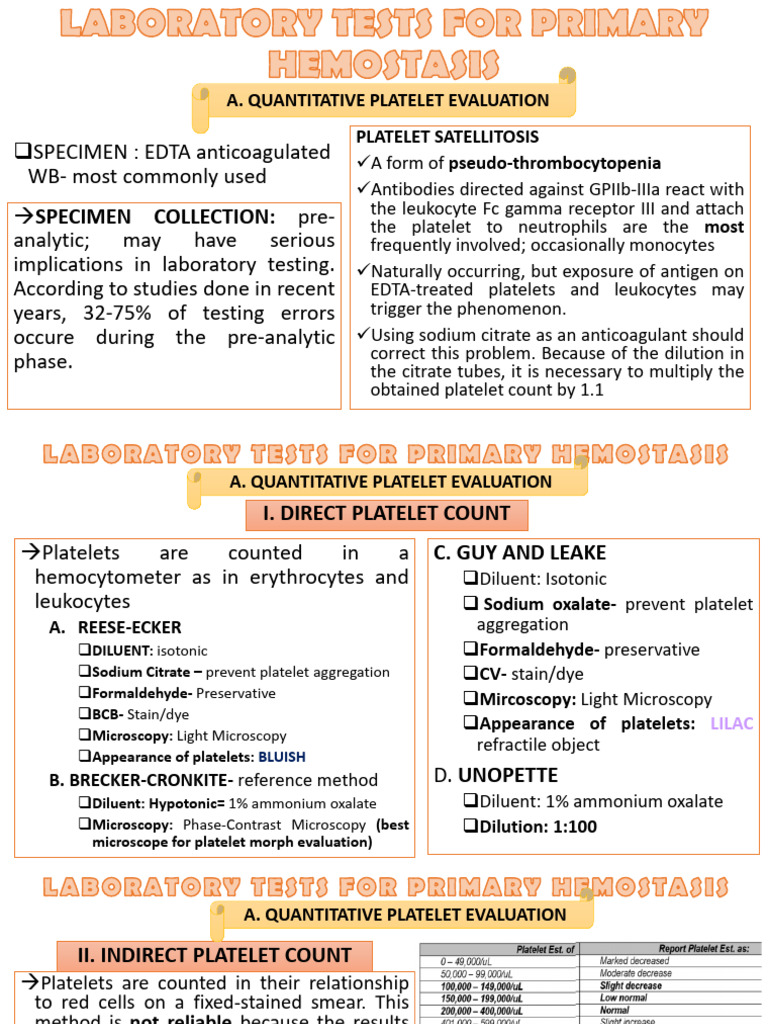 Week 5 Hematology 2 Laboratory Tests For Primary Hemostasis | PDF ...