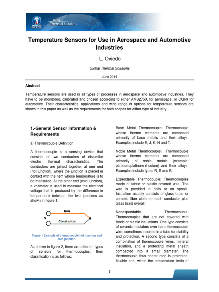 Temperature Sensors White PAper | PDF | Thermocouple | Chemistry