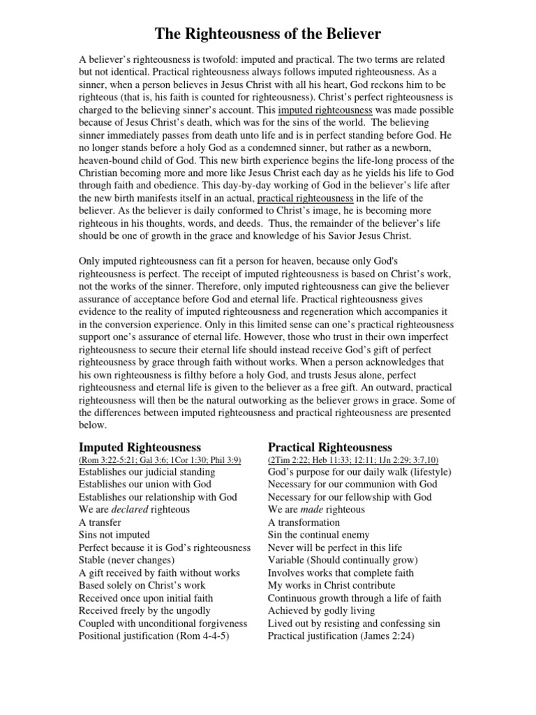 Understanding Believer's Righteousness | PDF | Born Again ...