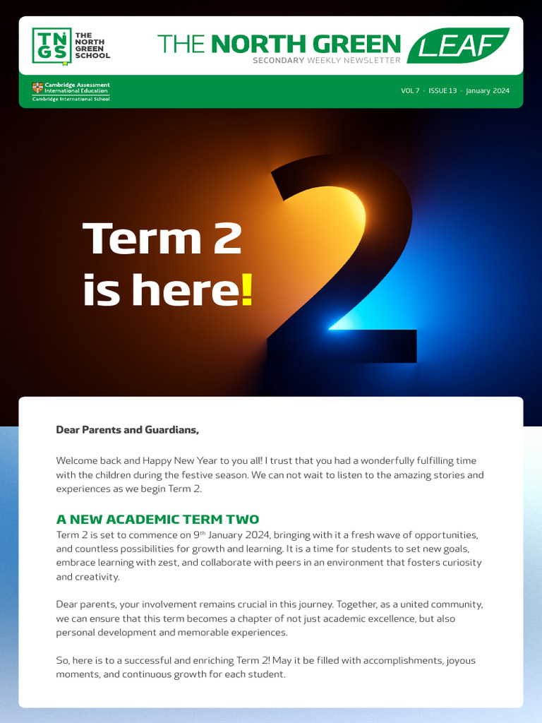 TNGS Secondary Newsletter - Vol 7 Issue 1 | PDF | Behavior Modification