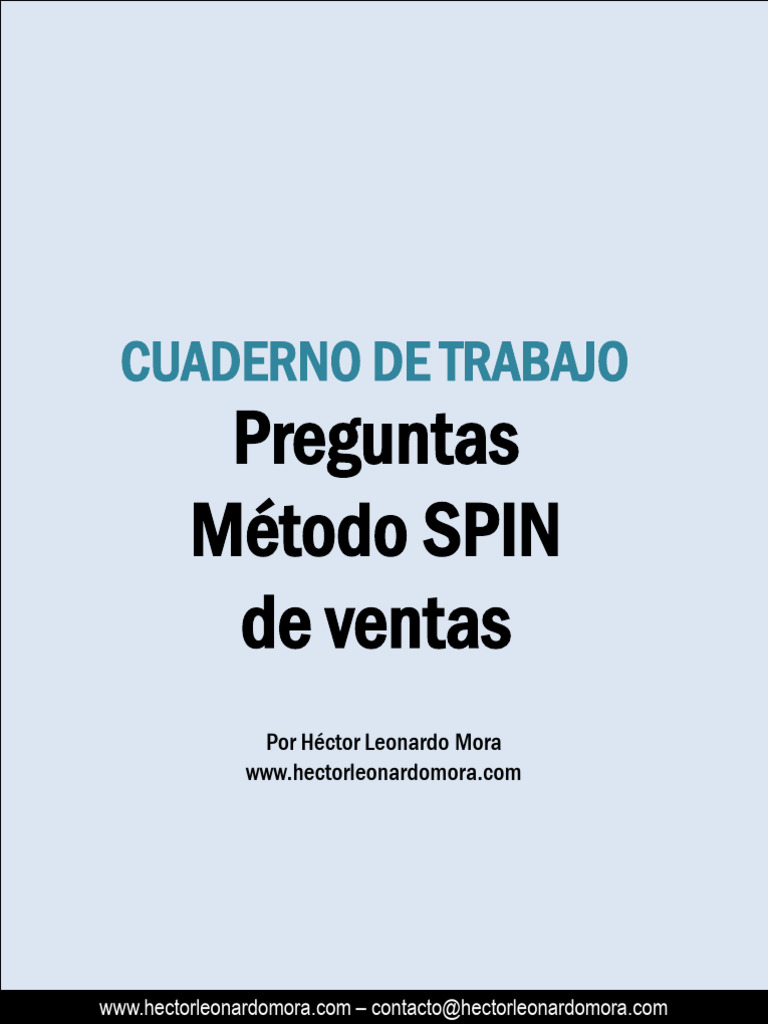 Cuaderno De Trabajo Metodo Spin Para Ventas Pdf Business Cliente