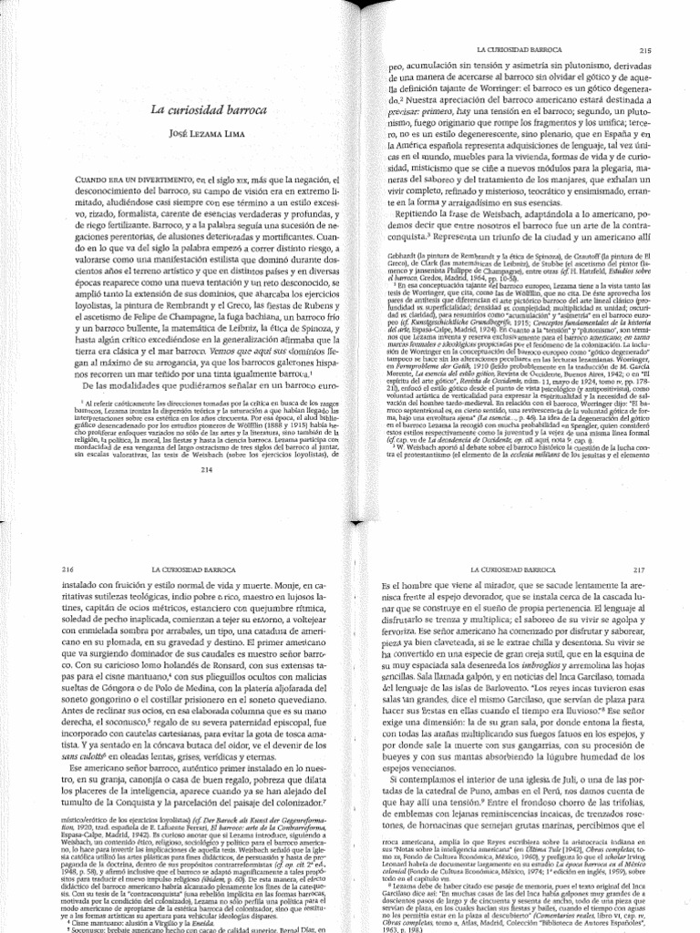 Lezama Lima - La Curiosidad Barroca | PDF | Barroco