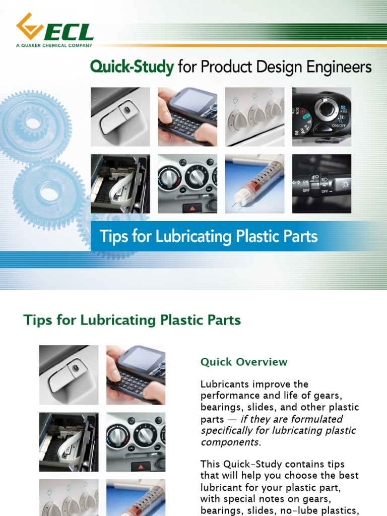 ECL - Tips On Lubricating Plastics | PDF | Lubricant | Physical Sciences