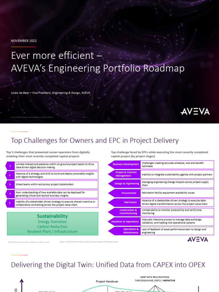 UC22NA 01EE10 AVEVA Debeer Ever More Efficient AVEVAs Engineering Roadmap | PDF | Cloud ...