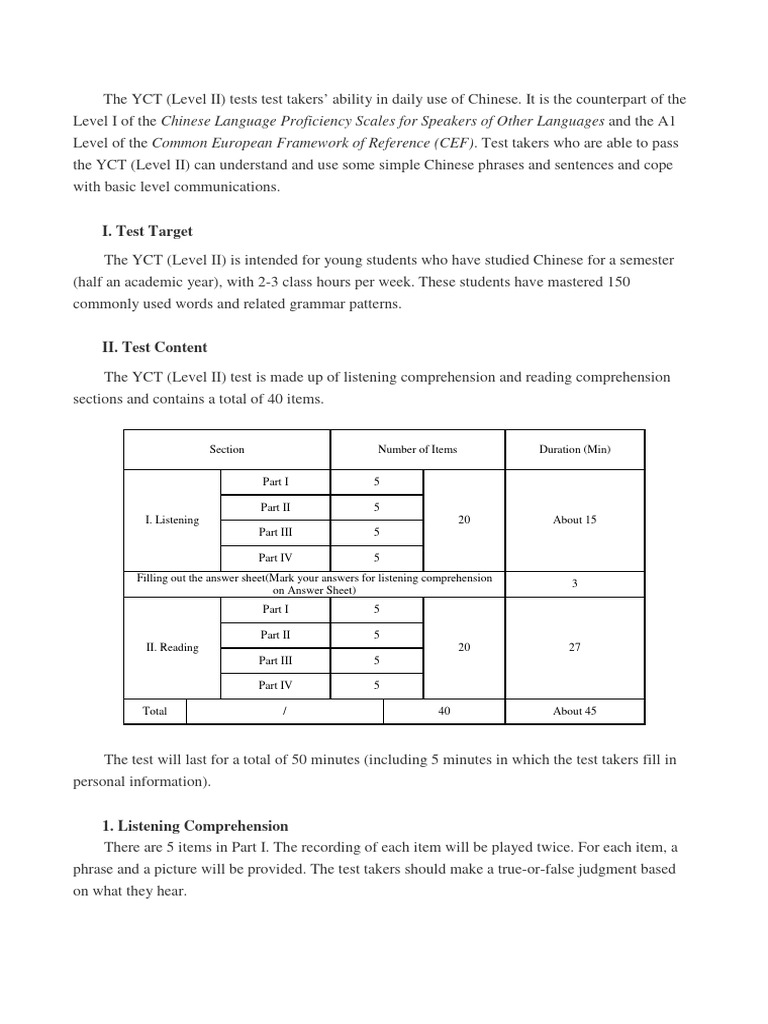 YCT Level 2 - INFO | PDF | Psycholinguistics | Learning