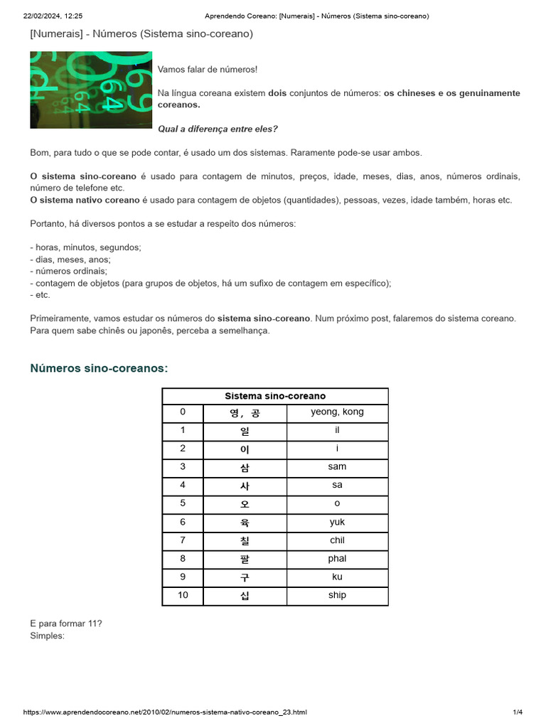 Números Sino-Coreanos em Coreano | PDF | Linguística | Famílias ...