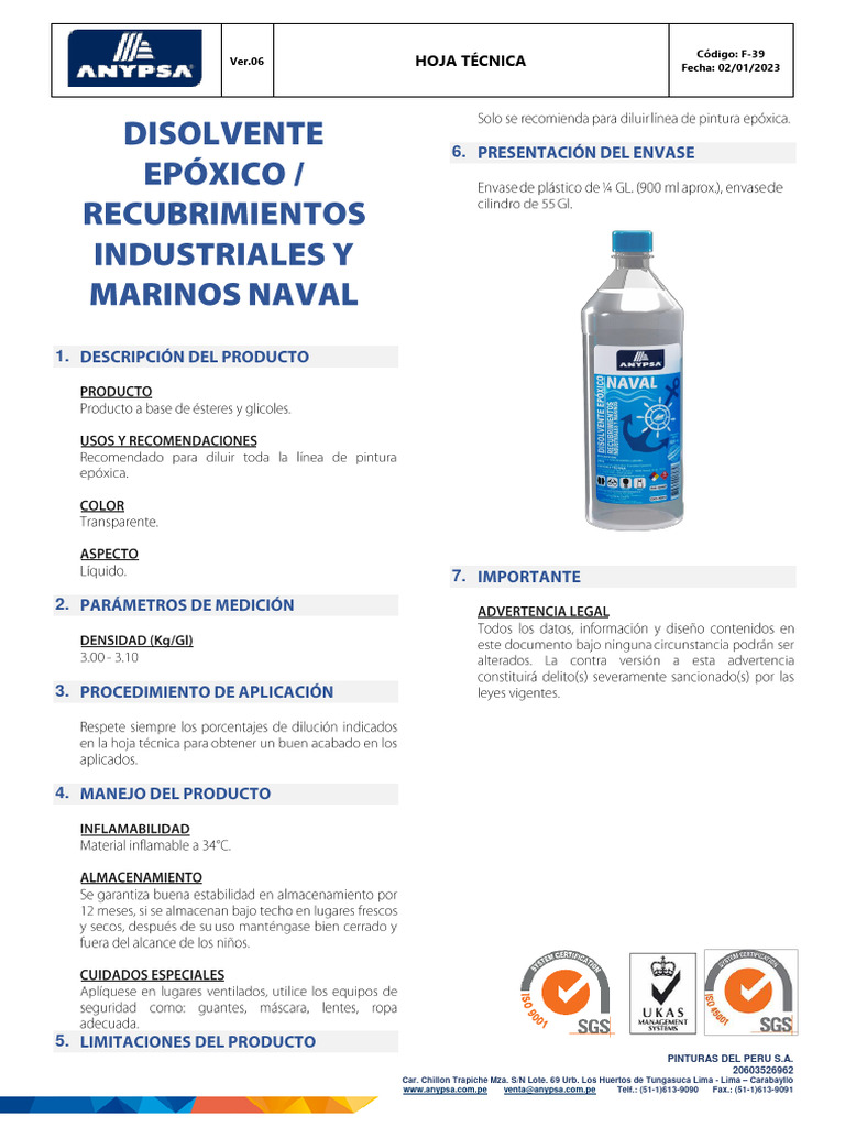 Disolvente Epóxico: Uso y Manejo | PDF